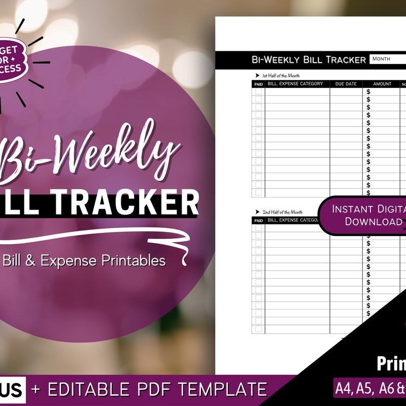 Bill List Template - Etsy