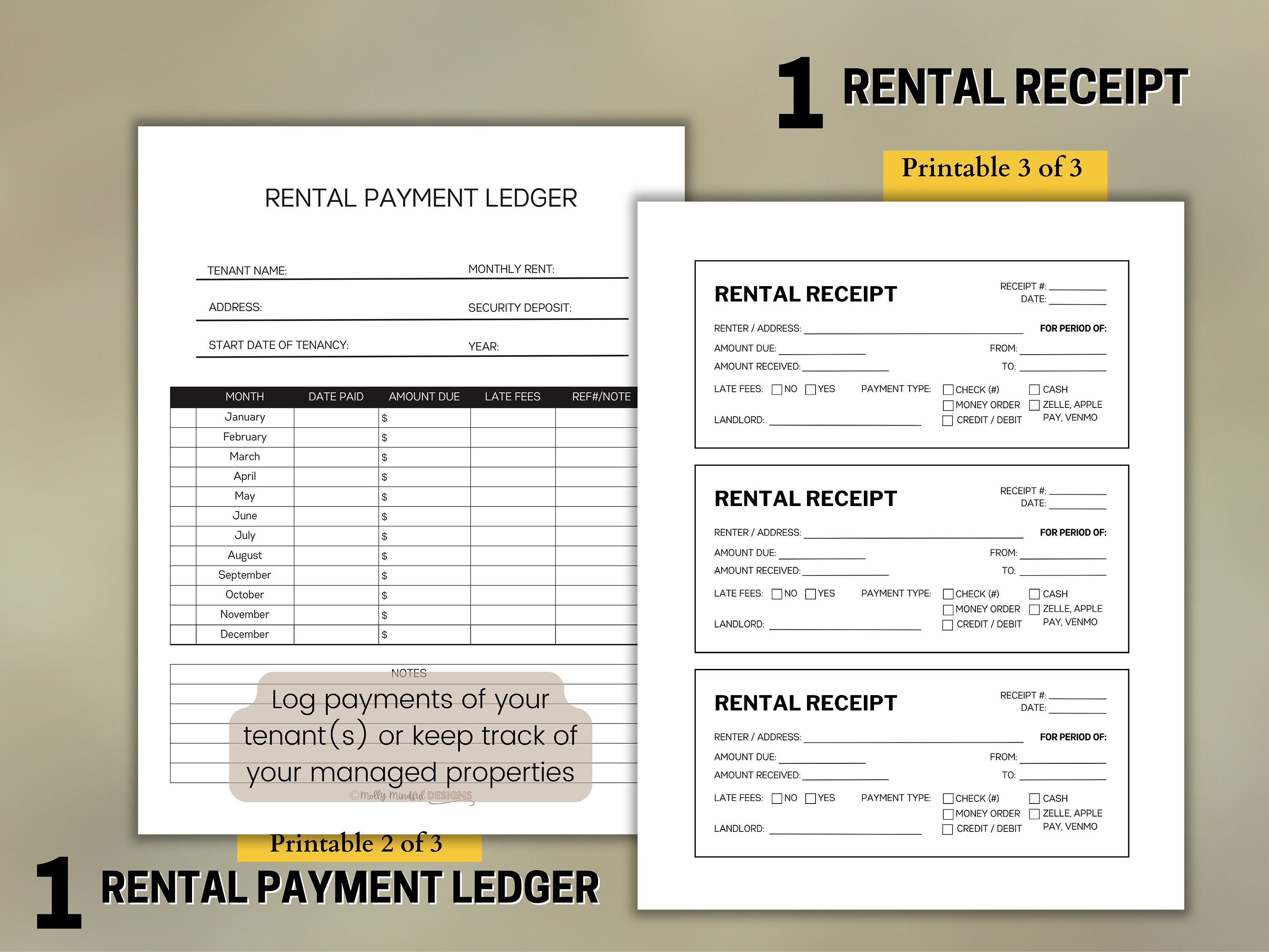 Editable Rent Tracker, Personal Planner, Monthly Rental Payment, Rental ...