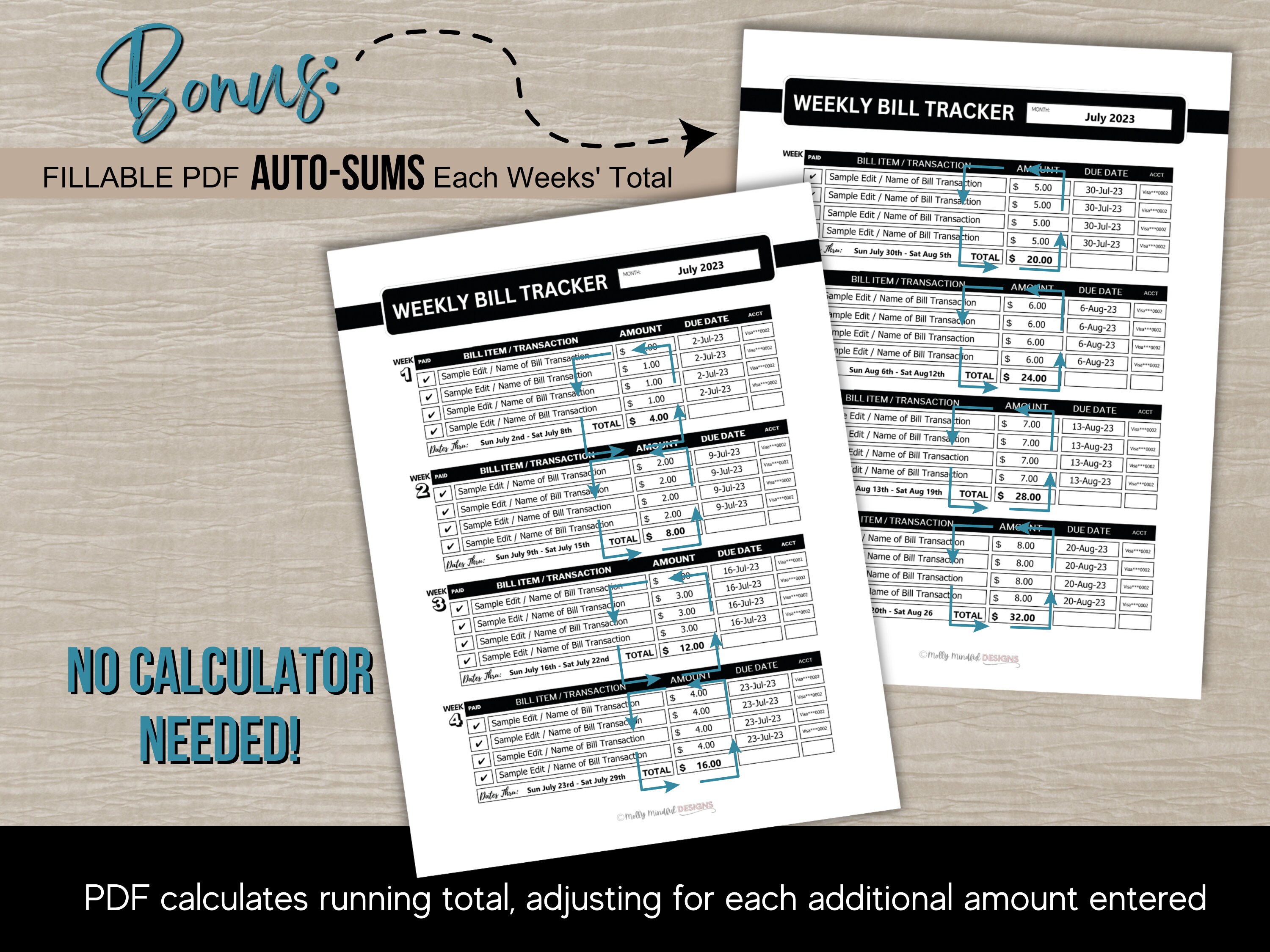 Weekly Bill & Expense Tracker: Printable Budget Planner (editable PDF ...
