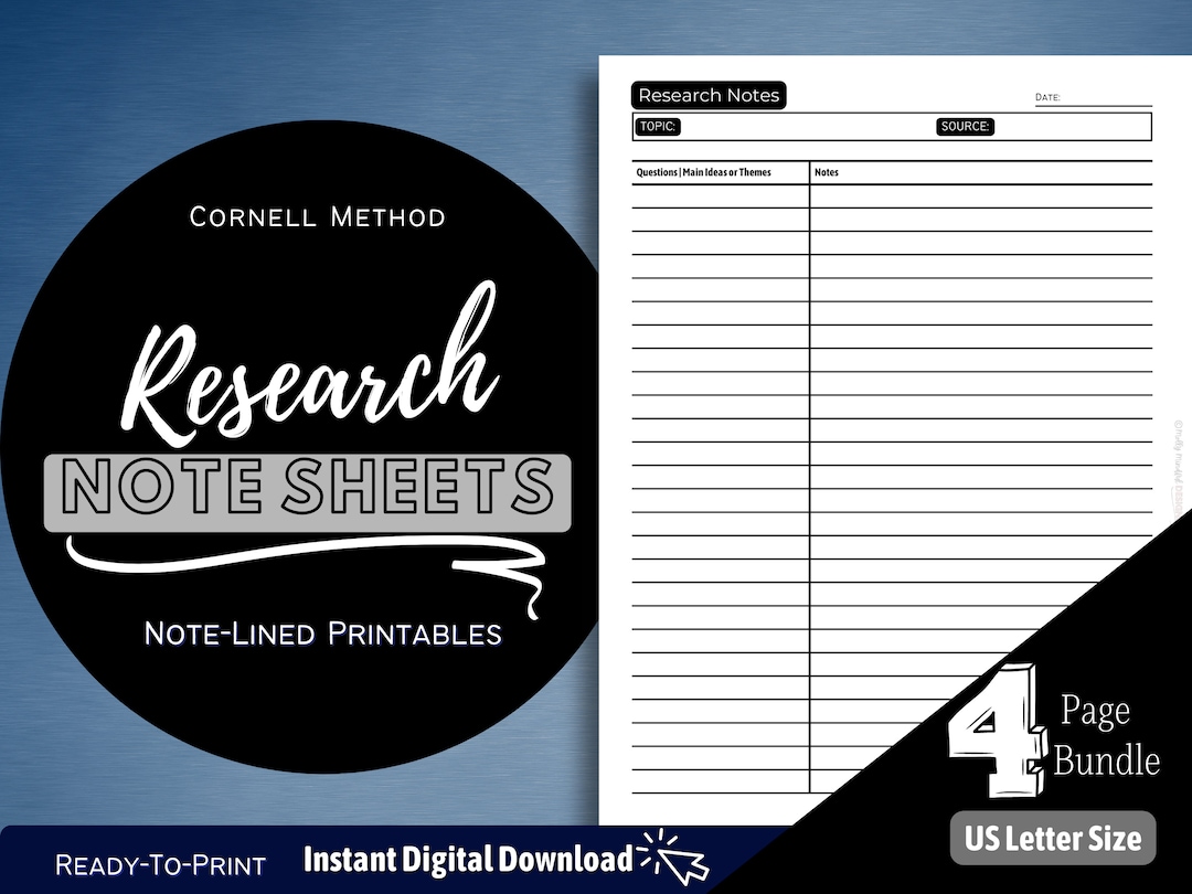 Research Notes, Cornell Template, Lecture Note Sheets, Cornell ...