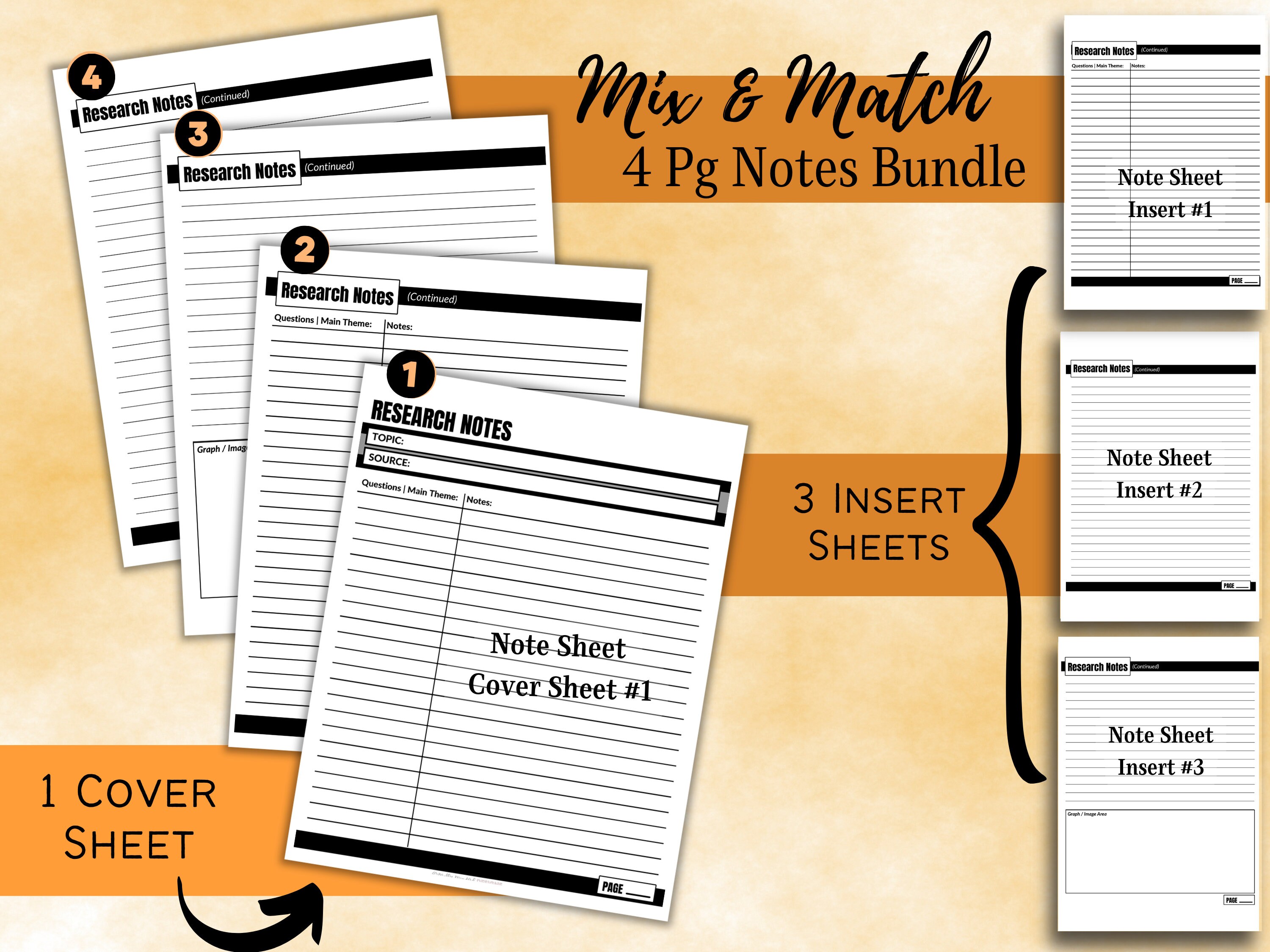 Research Notes, Cornell Notes Template, Lecture Notes, Printable ...