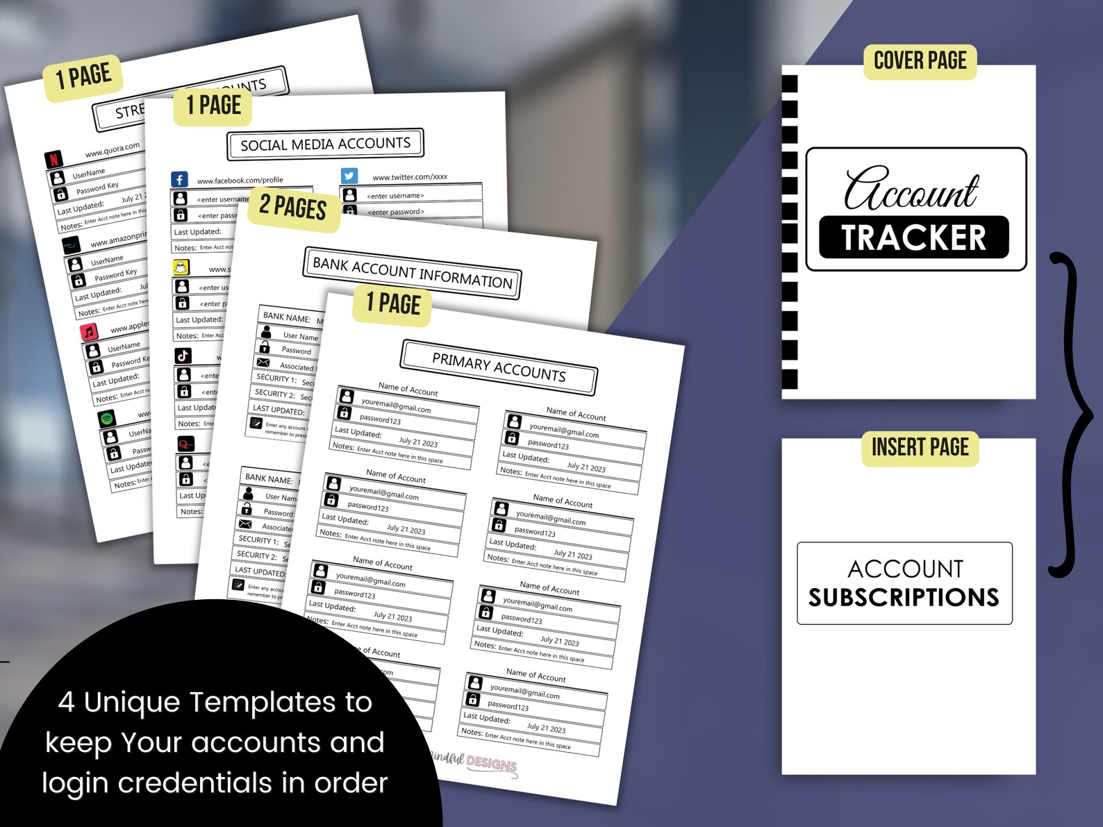 Editable Account Tracker, Bank Account Information Template, Login ...
