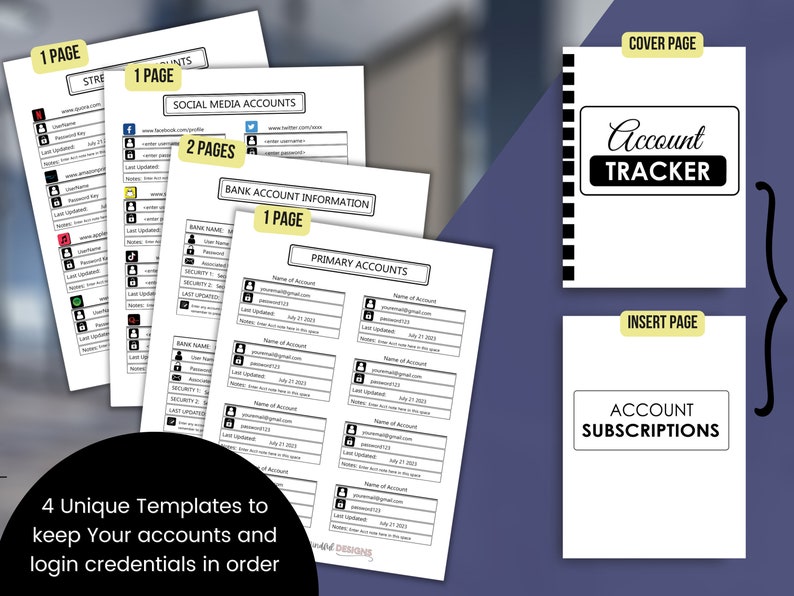 Editable Account Tracker, Bank Account Information Template, Login ...