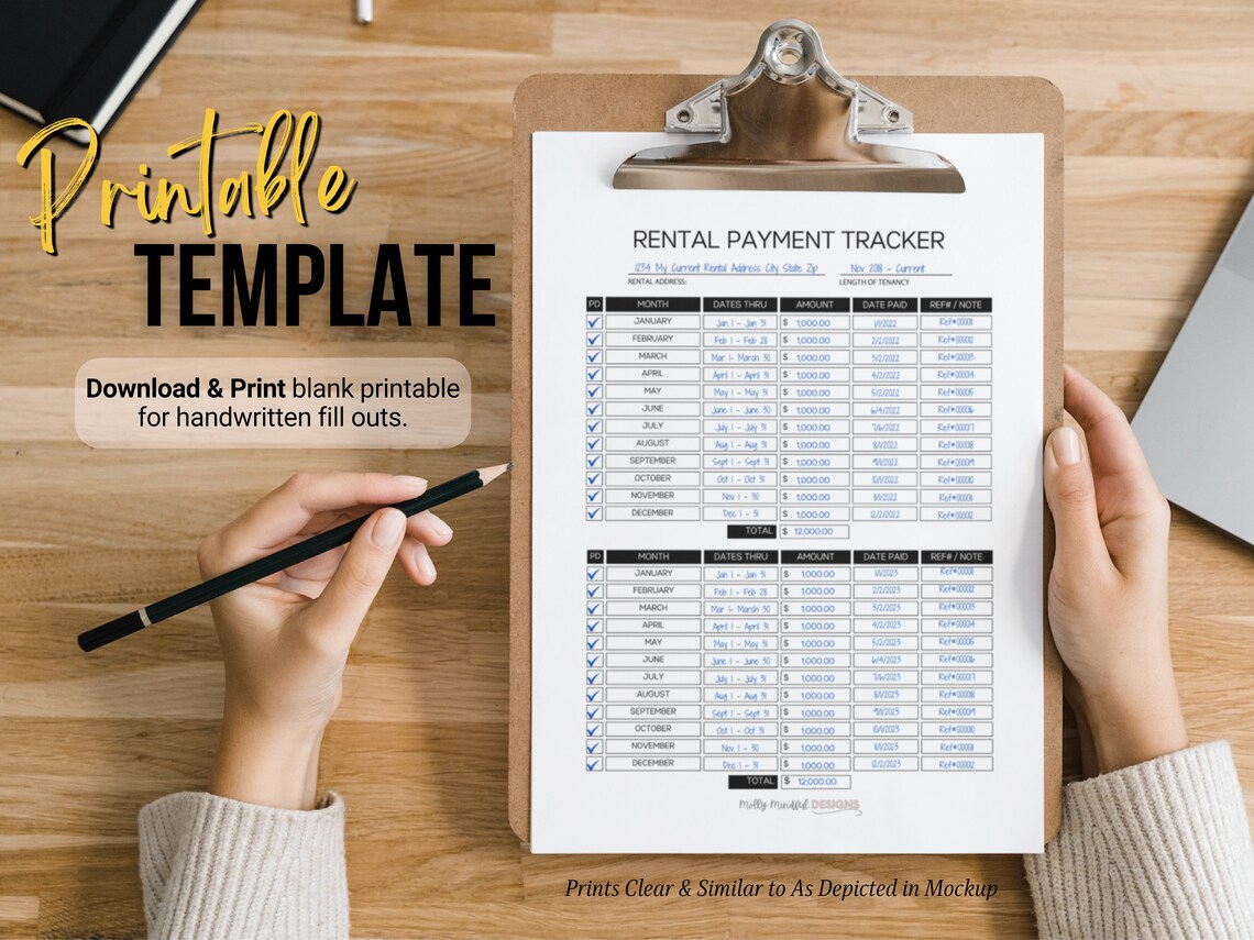 Editable Rent Tracker, Personal Planner, Monthly Rental Payment, Rental ...