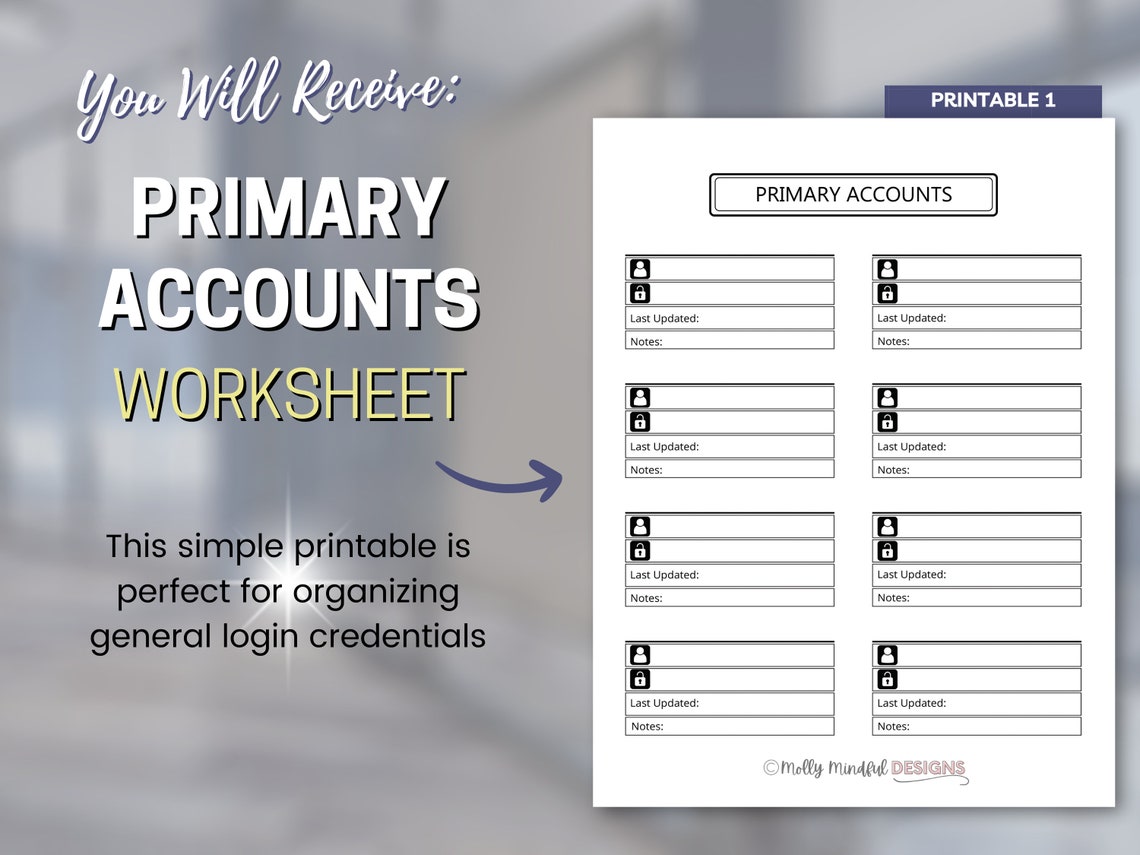 Editable Account Tracker, Bank Account Information Template, Login ...
