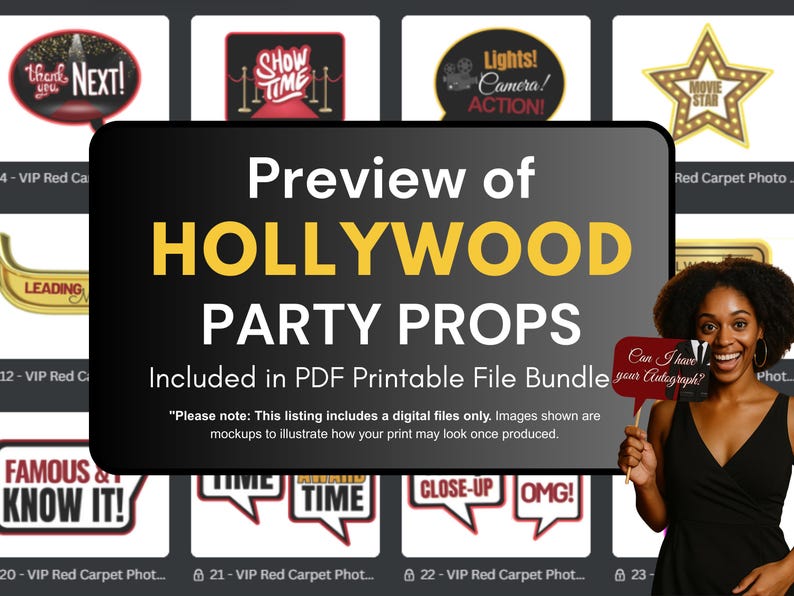 Hollywood Photo Booth Props: Red Carpet Party Printables (PDF Download ...