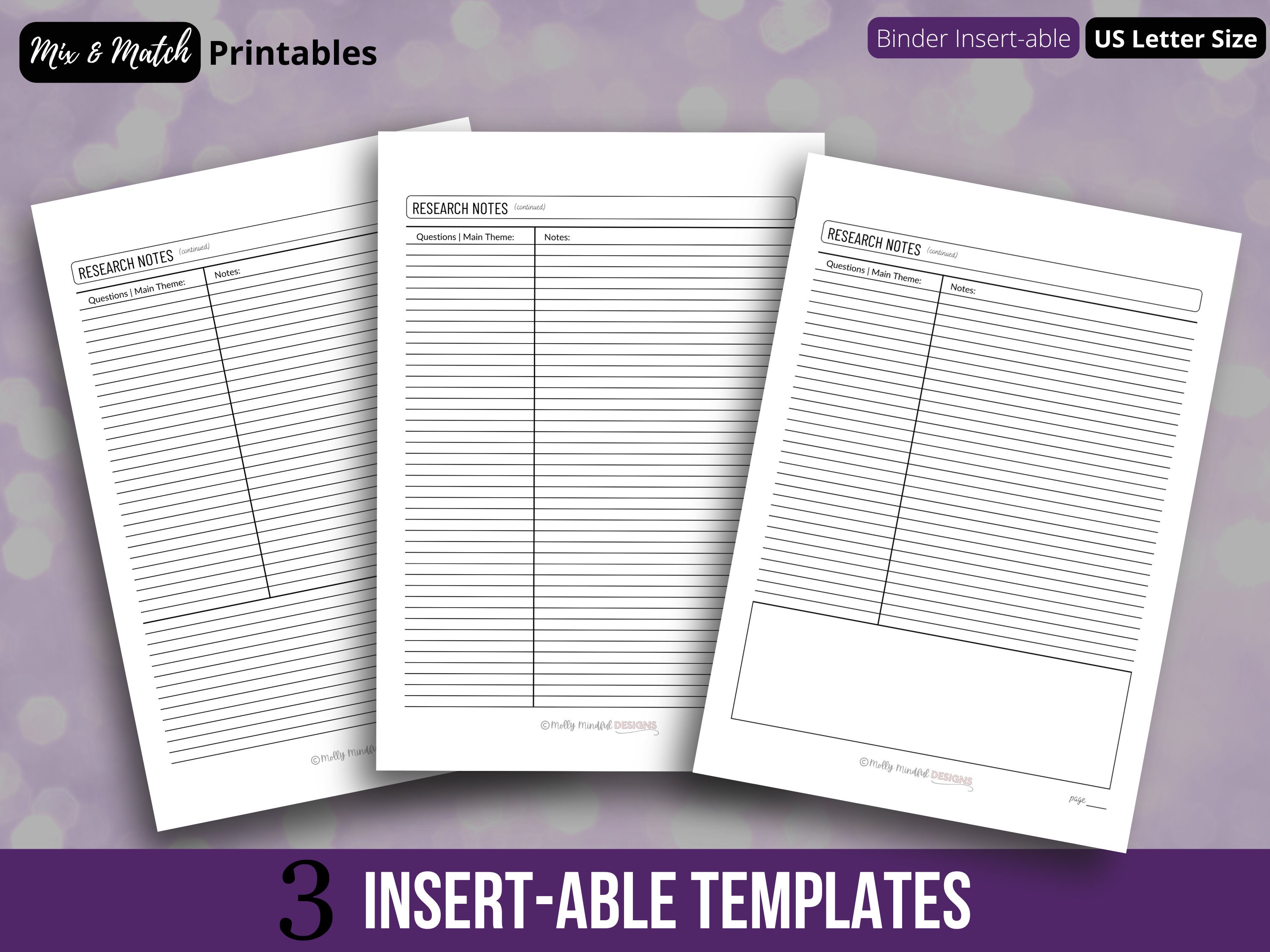 Research Notes, Cornell Template, Lecture Notes, Printable Lined Note ...