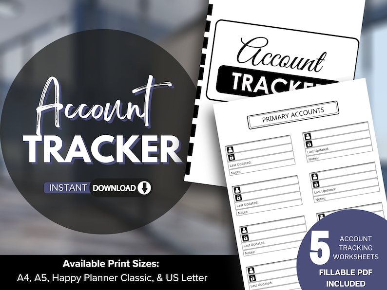 Editable Account Tracker, Bank Account Information Template, Login ...