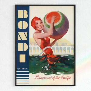 Bondi Beach Australia Travel Poster Digital Download, Vintage Travel ...