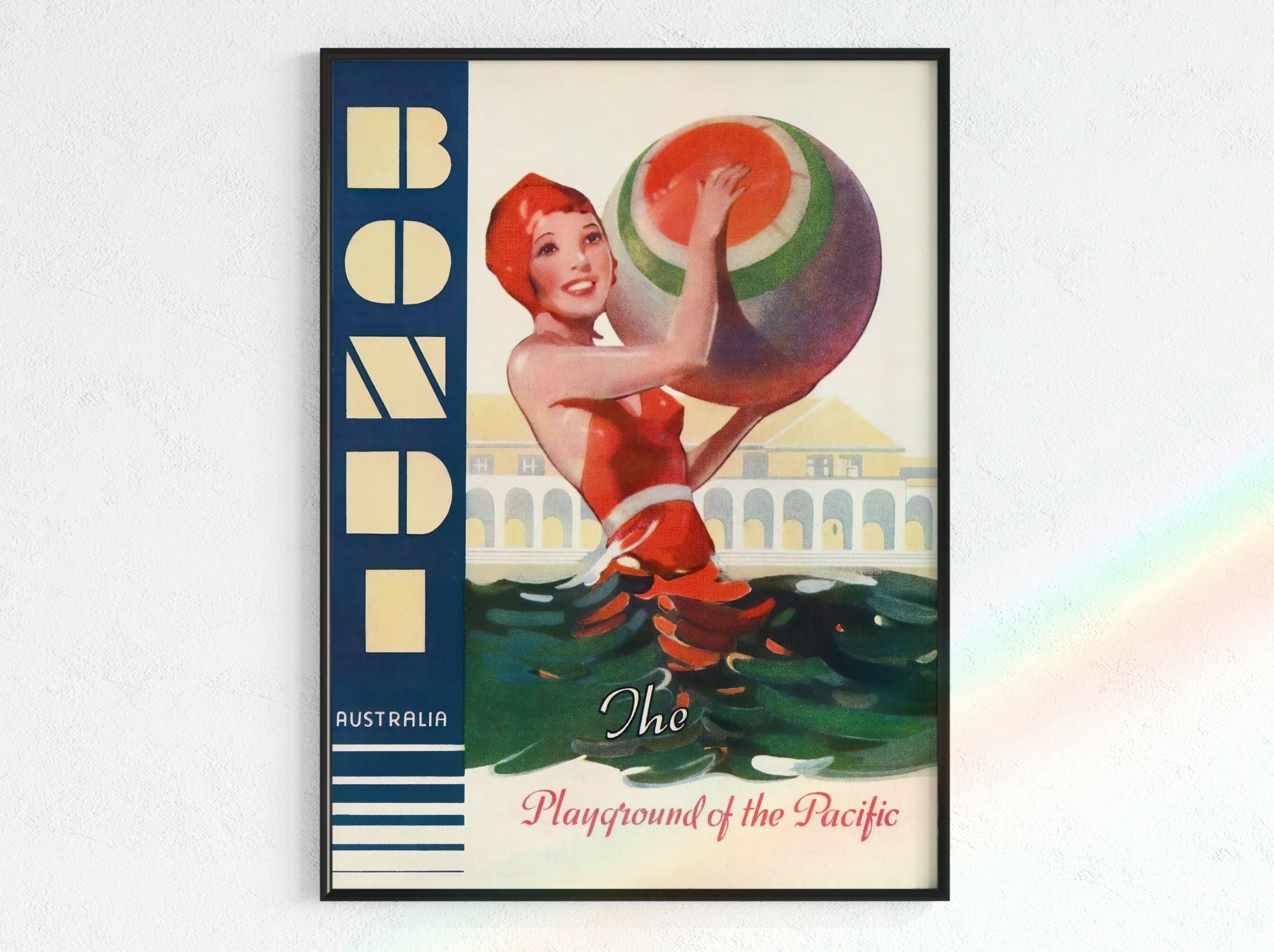 Bondi Beach Australia Travel Poster Digital Download, Vintage Travel ...