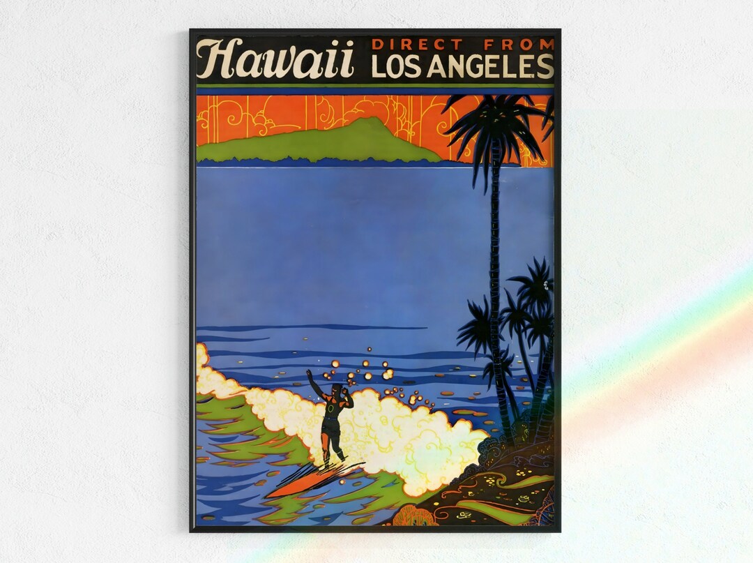 Retro Surfing Poster | Digital Art, Hawaii Poster, Surfer Print ...