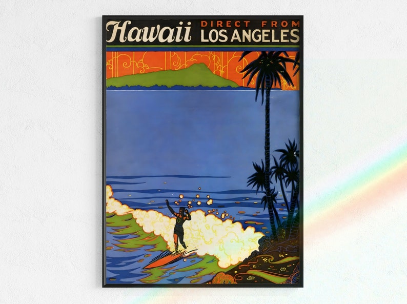 Retro Surfing Poster | Digital Art, Hawaii Poster, Surfer Print ...