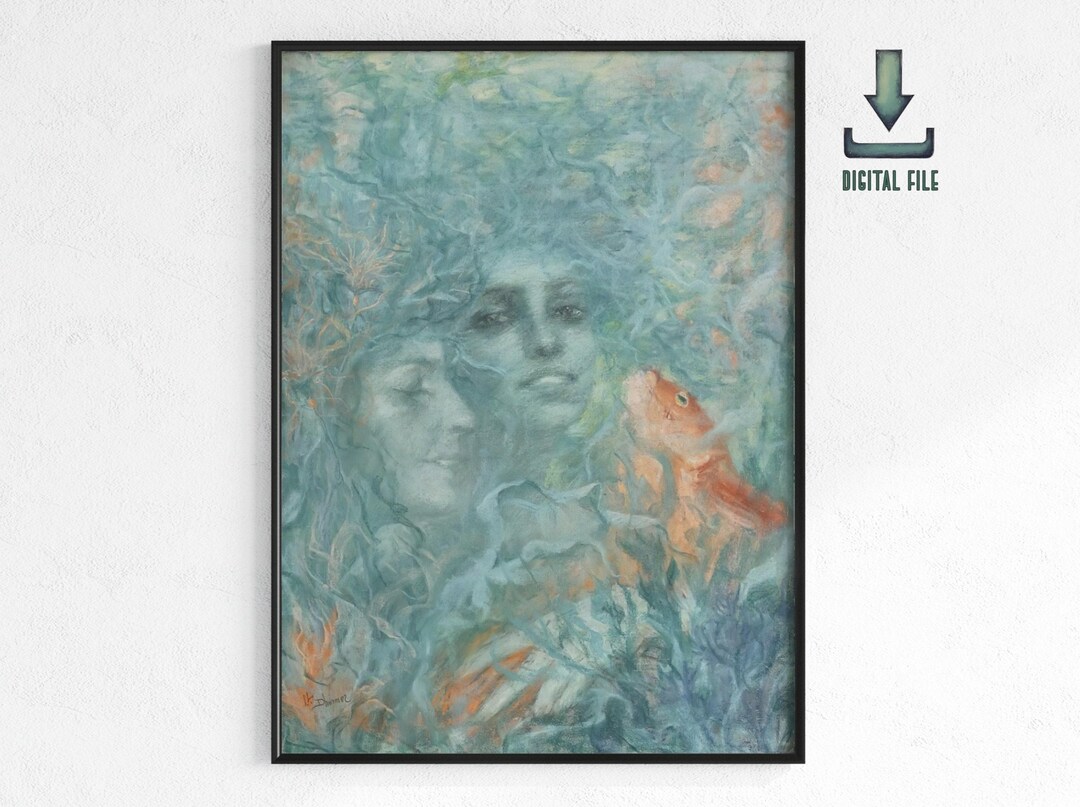 Two Nymphs and a Koi Fish by Lucien Lévy-dhurmer | Download, Witchy ...