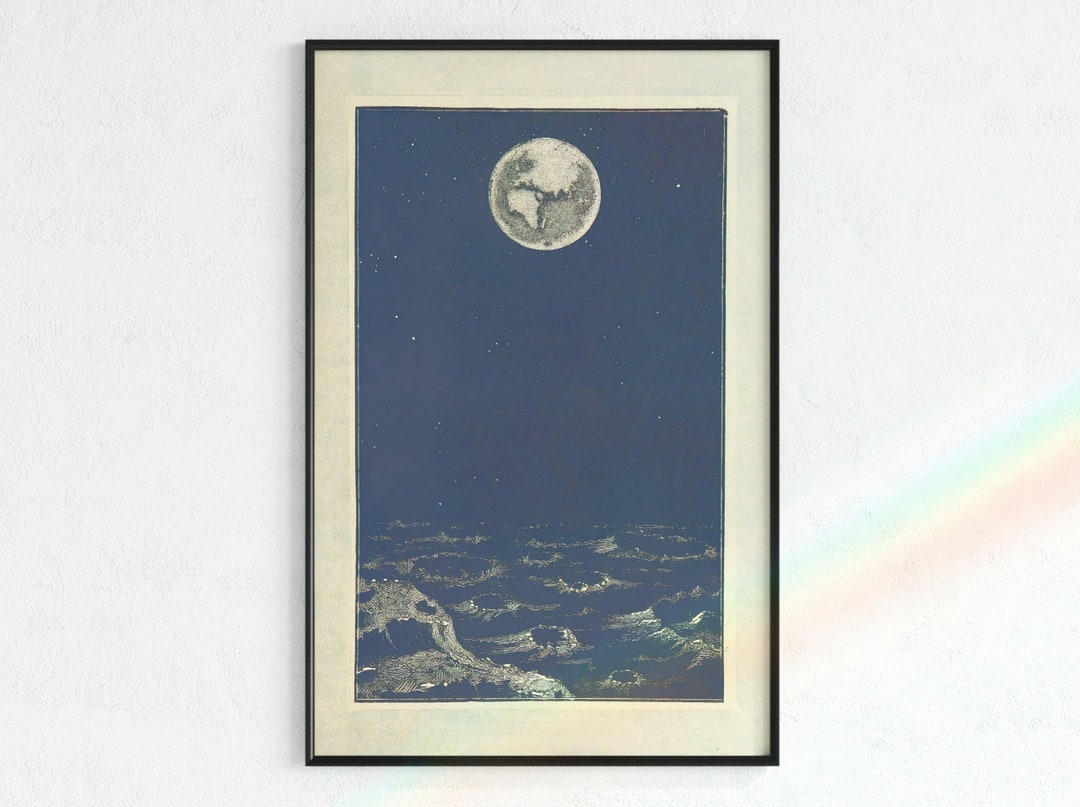Earth and Moon Vintage Print| Digital Download, Moon Art, Space Posters ...