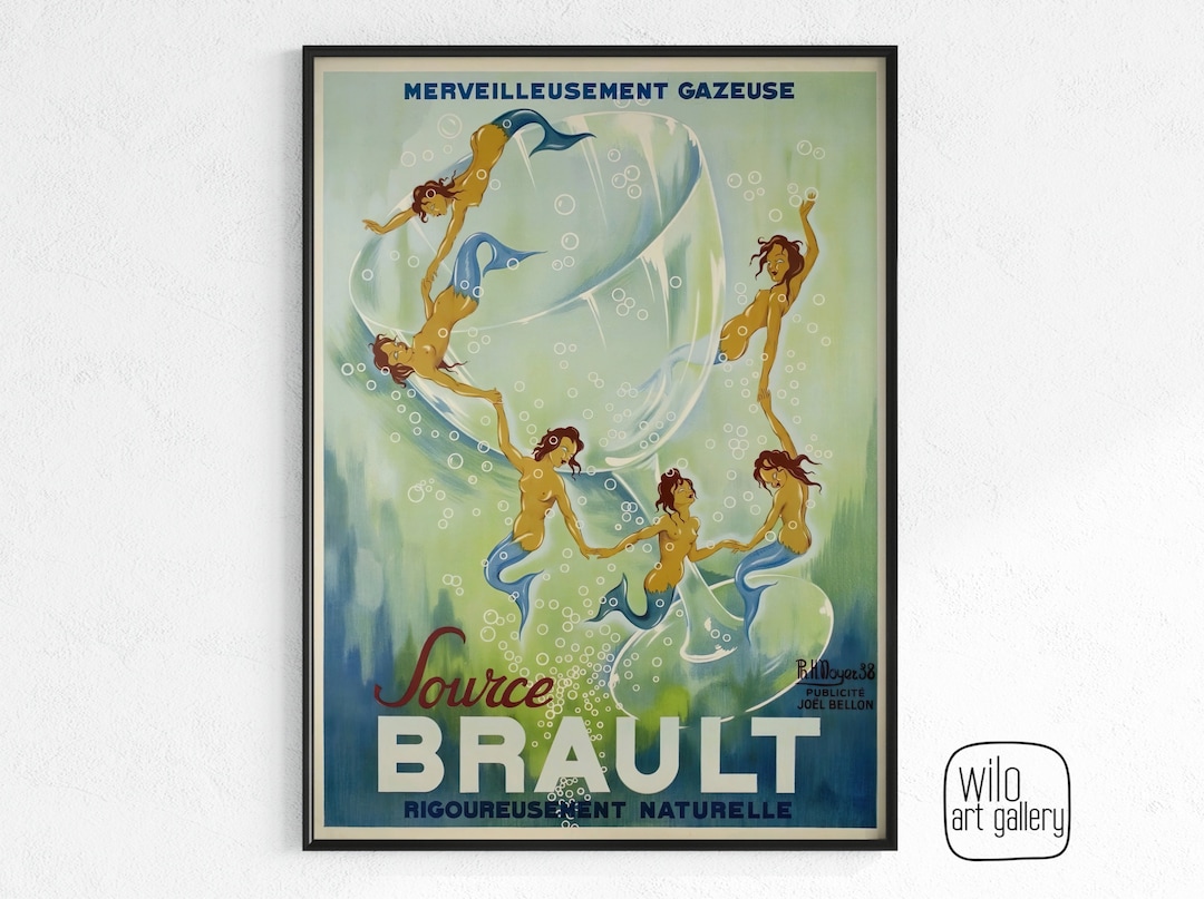 Popular Art Deco Mermaid Poster | Printable Art, Retro Mermaid, Art ...