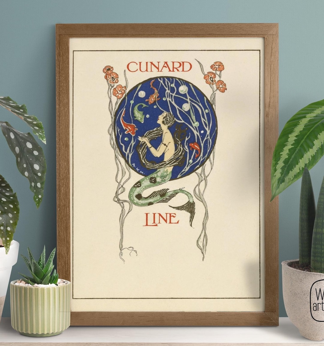 Art Deco Mermaid Vintage Print | Instant Download, Large Format ...