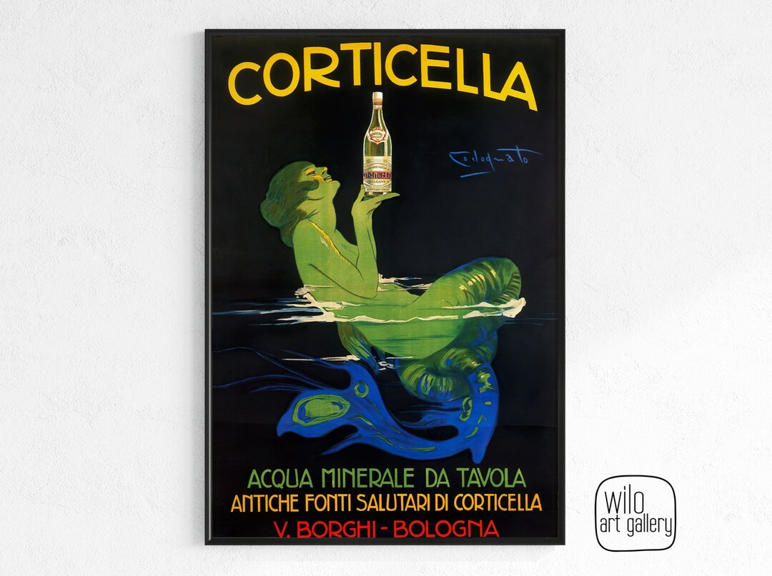 Art Deco Green & Blue Mermaid Poster, Vintageliquor Advertisement by ...
