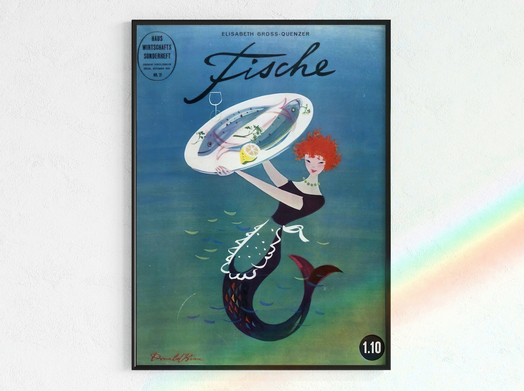 Redheaded Mermaid Art Deco Poster | Download, Graphic Mermaid, Mermaid ...