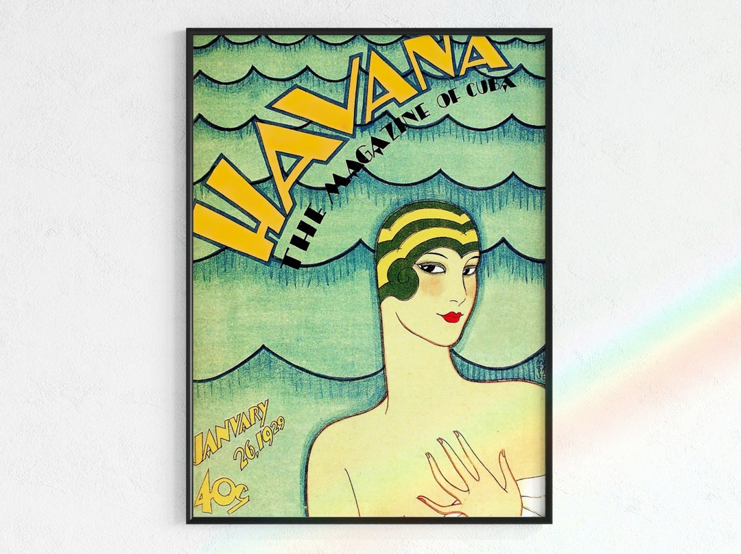 Art Deco Swimming Flapper Girl on Havana Magazine Cover| Download ...