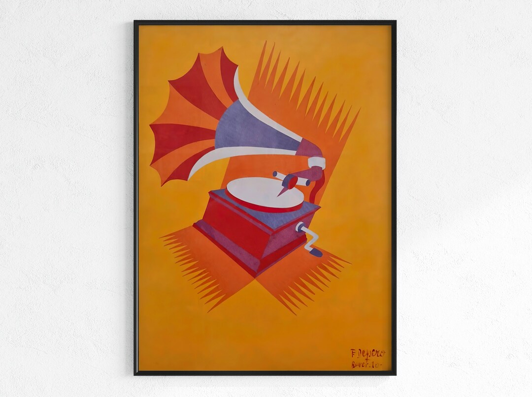 Midcentury Record Player Poster by Fortunato Depero Digital Download ...