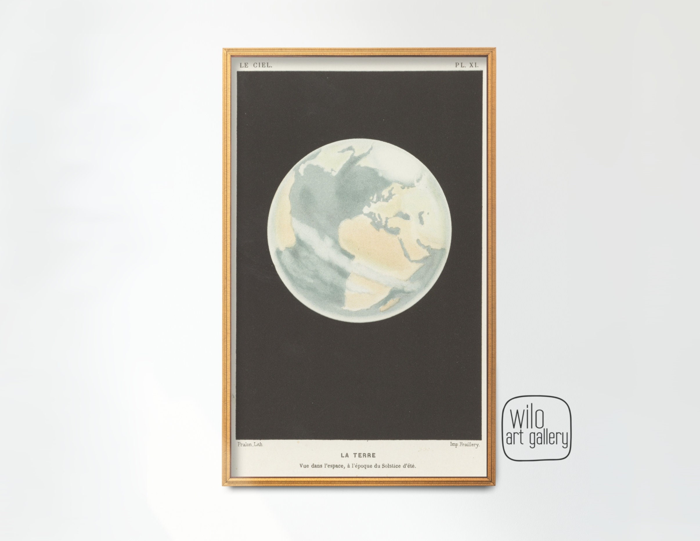 Vintage Planet Earth Illustration Retro Astronomy Art Print - Etsy