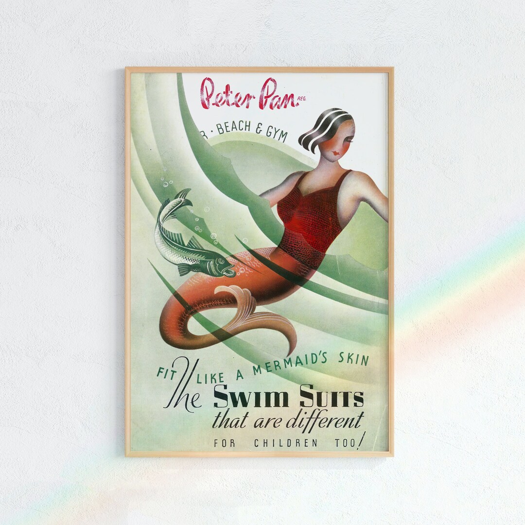 Art Deco Mermaid Print Vintage Swimsuit Ad Direct Download - Etsy