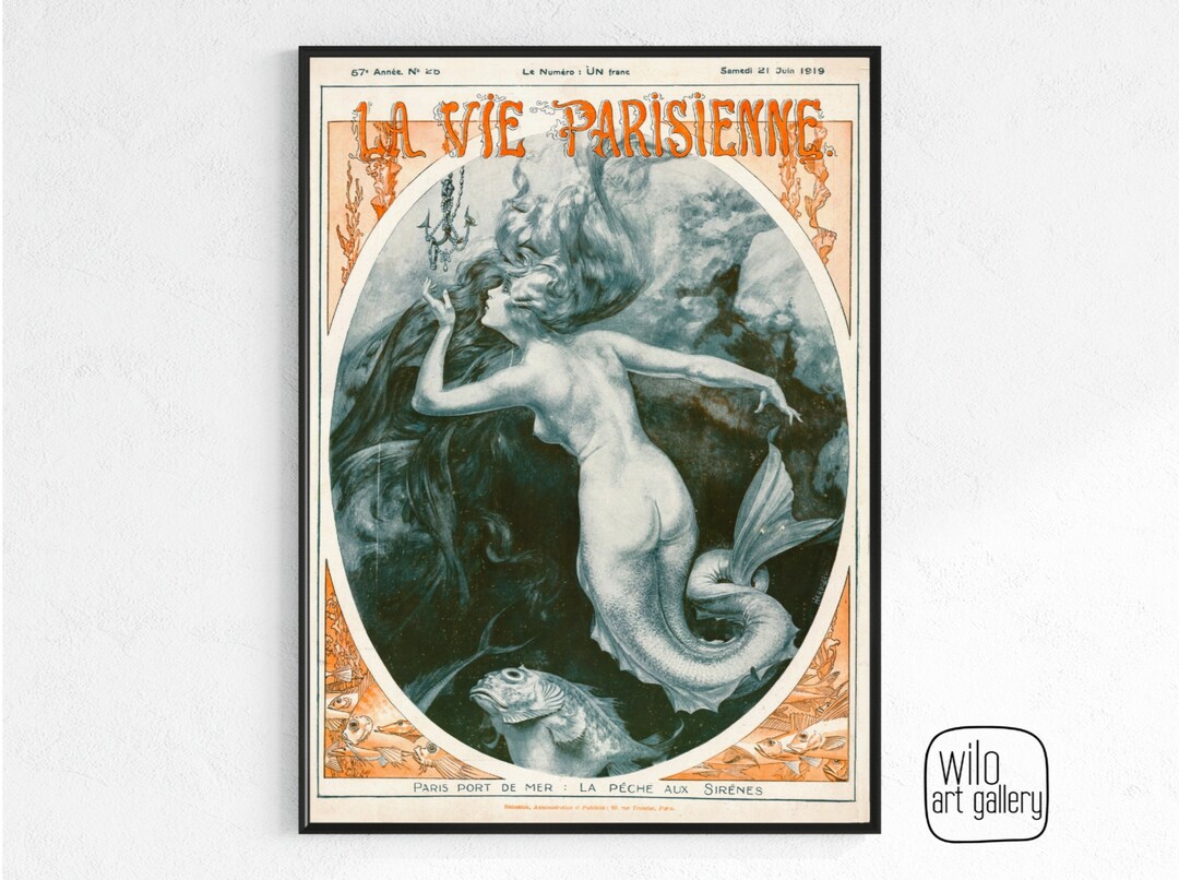 Mermaid Poster From La Vie Parisienne by Cheri Herouard | Digital ...