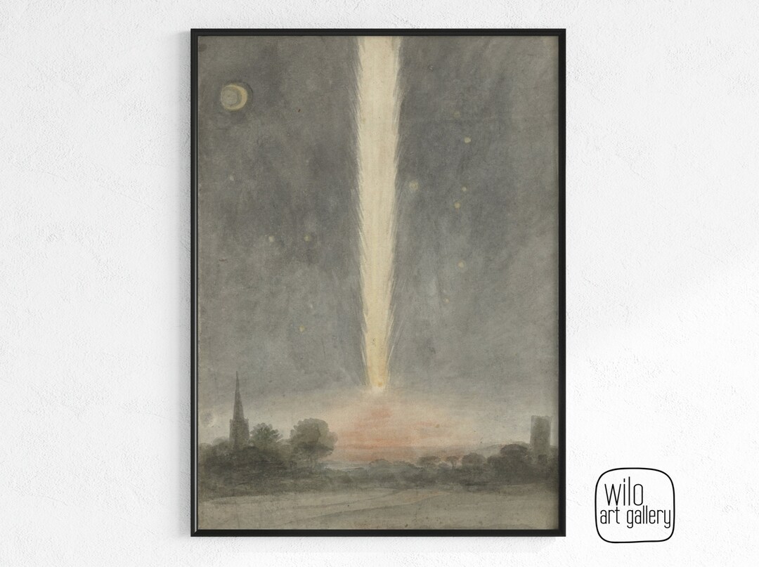Rare Shooting Star Vintage Illustration | Retro Astronomy Art Print ...