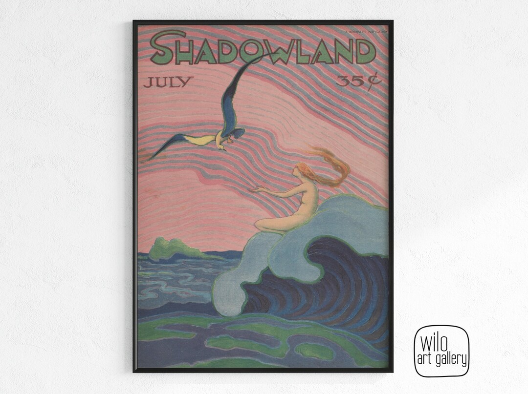 Art Deco Mermaid Surfing a Wave, Shadowland Cover by A.M. Hopfmüller ...