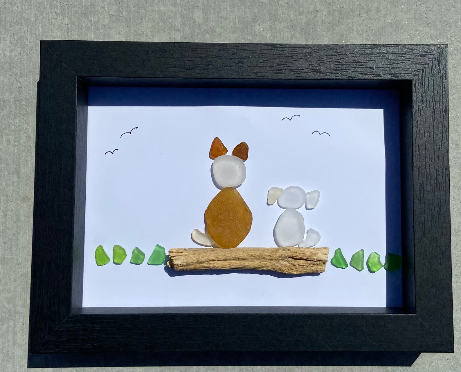 Sea Glass Dogs on a Log! - Etsy