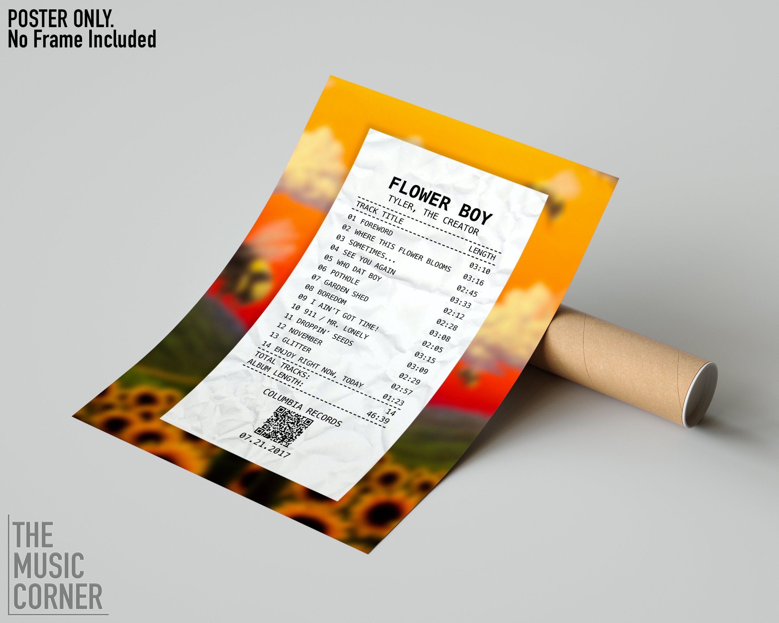 Flower Boy Receipt Poster Print | Scannable QR Code Music Decor ...