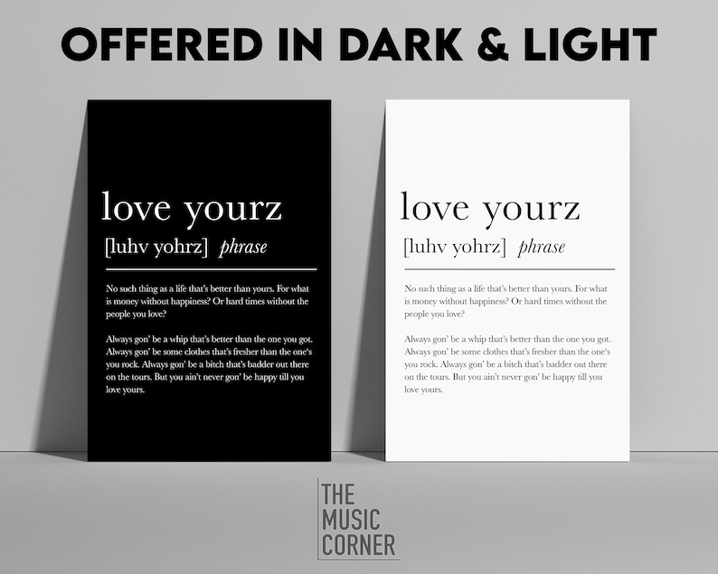 Love Yourz Dictionary Definition Rap Lyrics Poster Print - Etsy