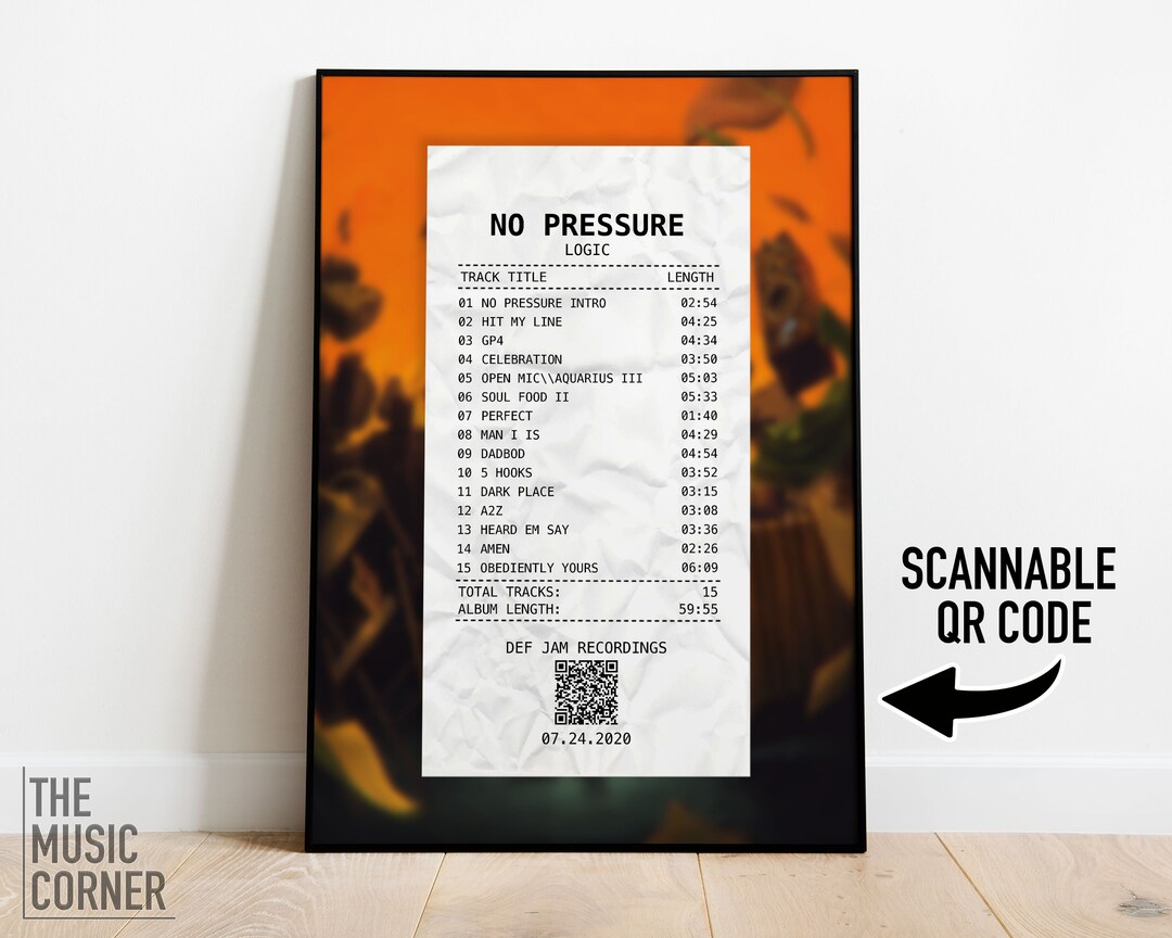 No Pressure Receipt Poster Print | Scannable QR Code Music Decor ...