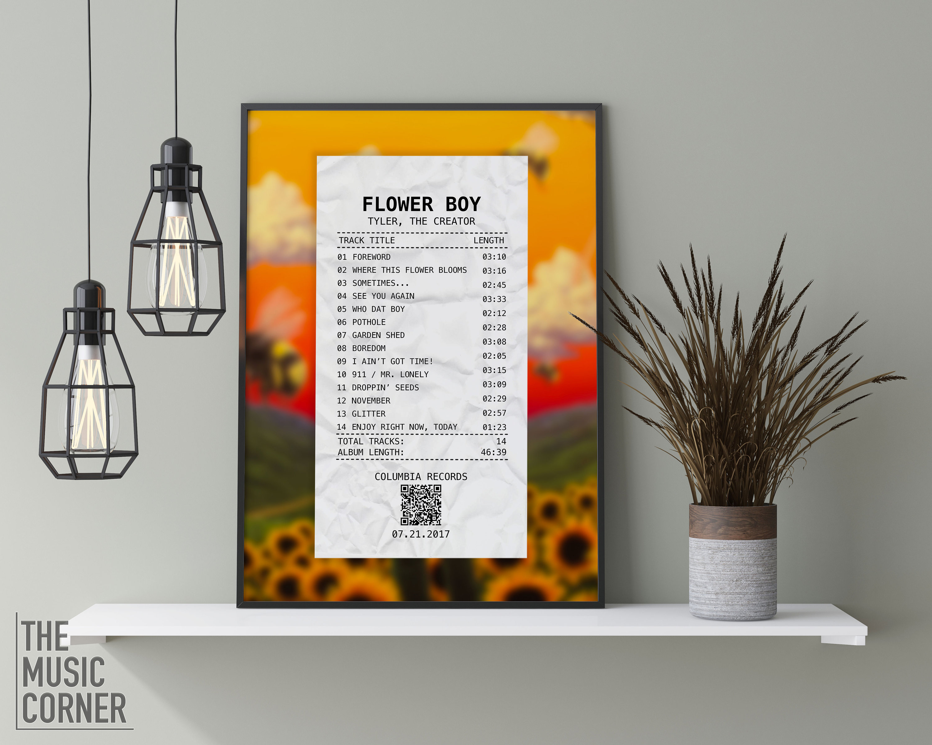 Flower Boy Receipt Poster Print | Scannable QR Code Music Decor ...