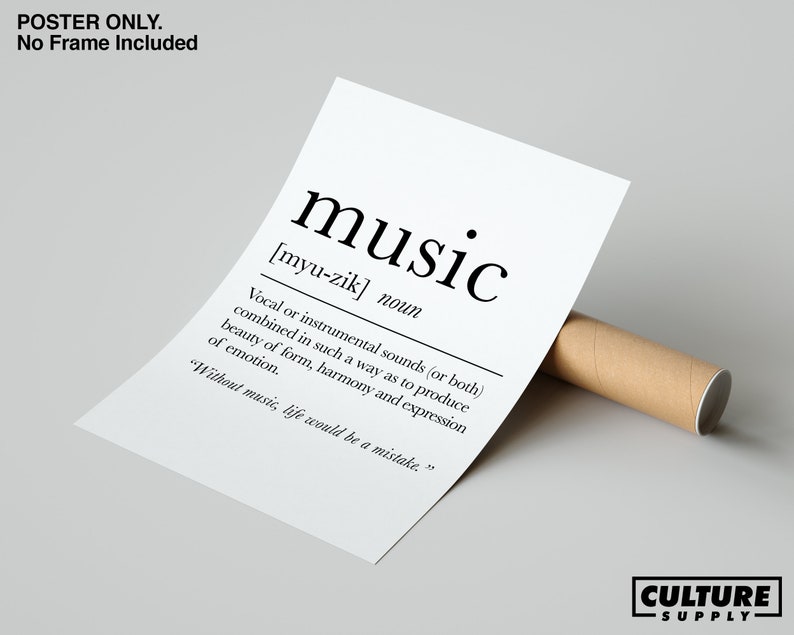 Music Definition Print, Definition Poster, Music Wall Art, Music Print ...
