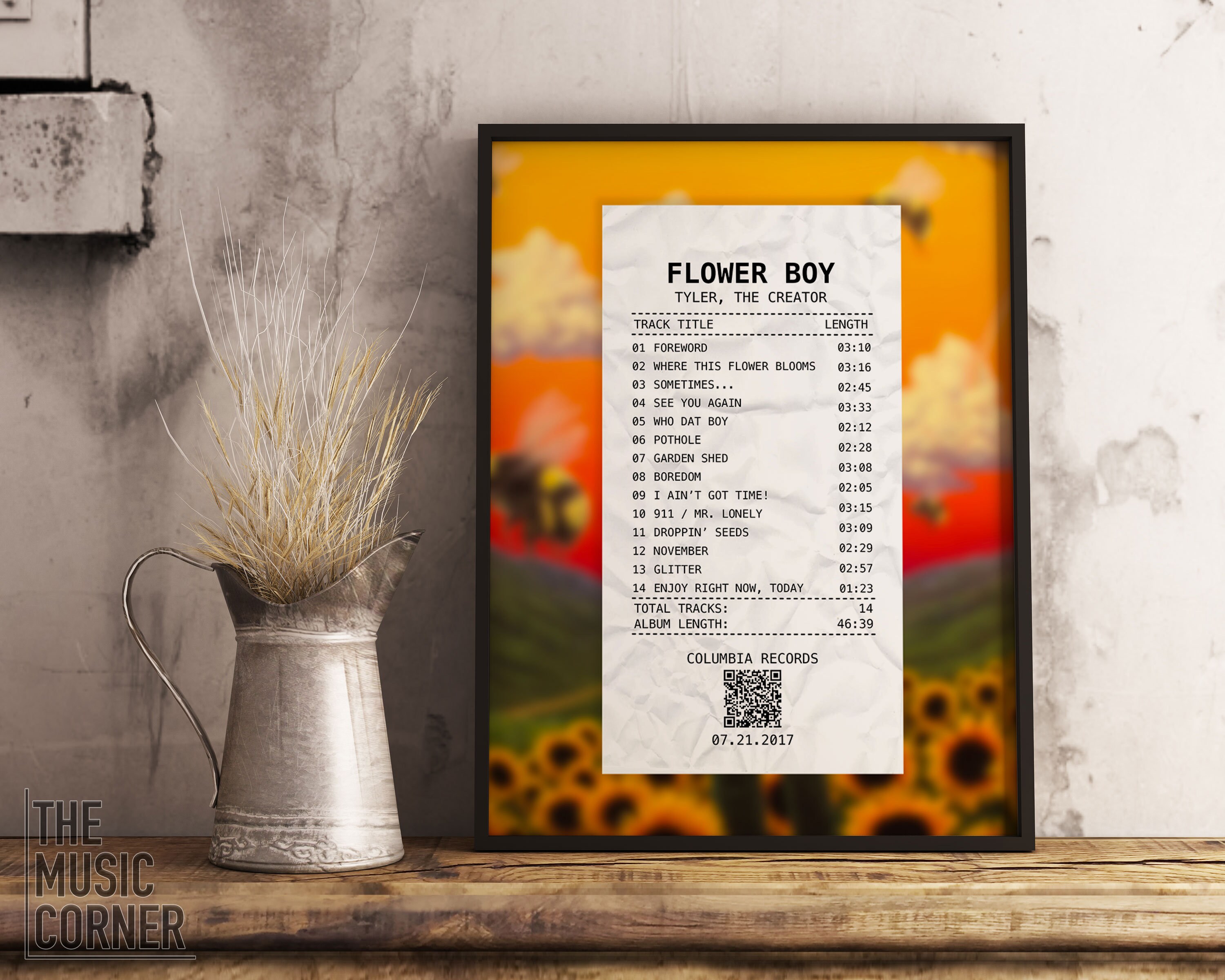 Flower Boy Receipt Poster Print | Scannable QR Code Music Decor ...