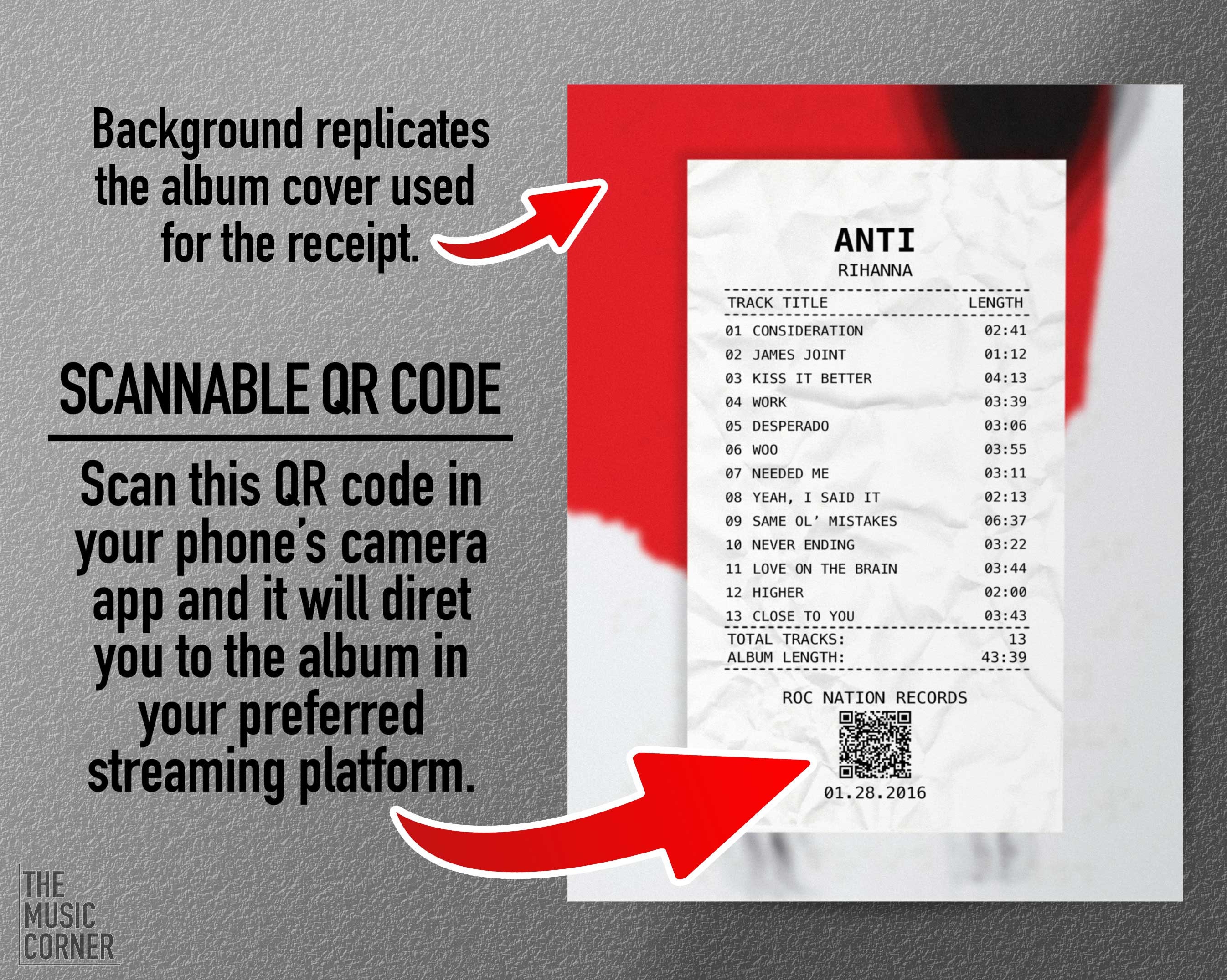 Choose Your Album Custom Receipt Poster Print | Scannable QR Code Music ...