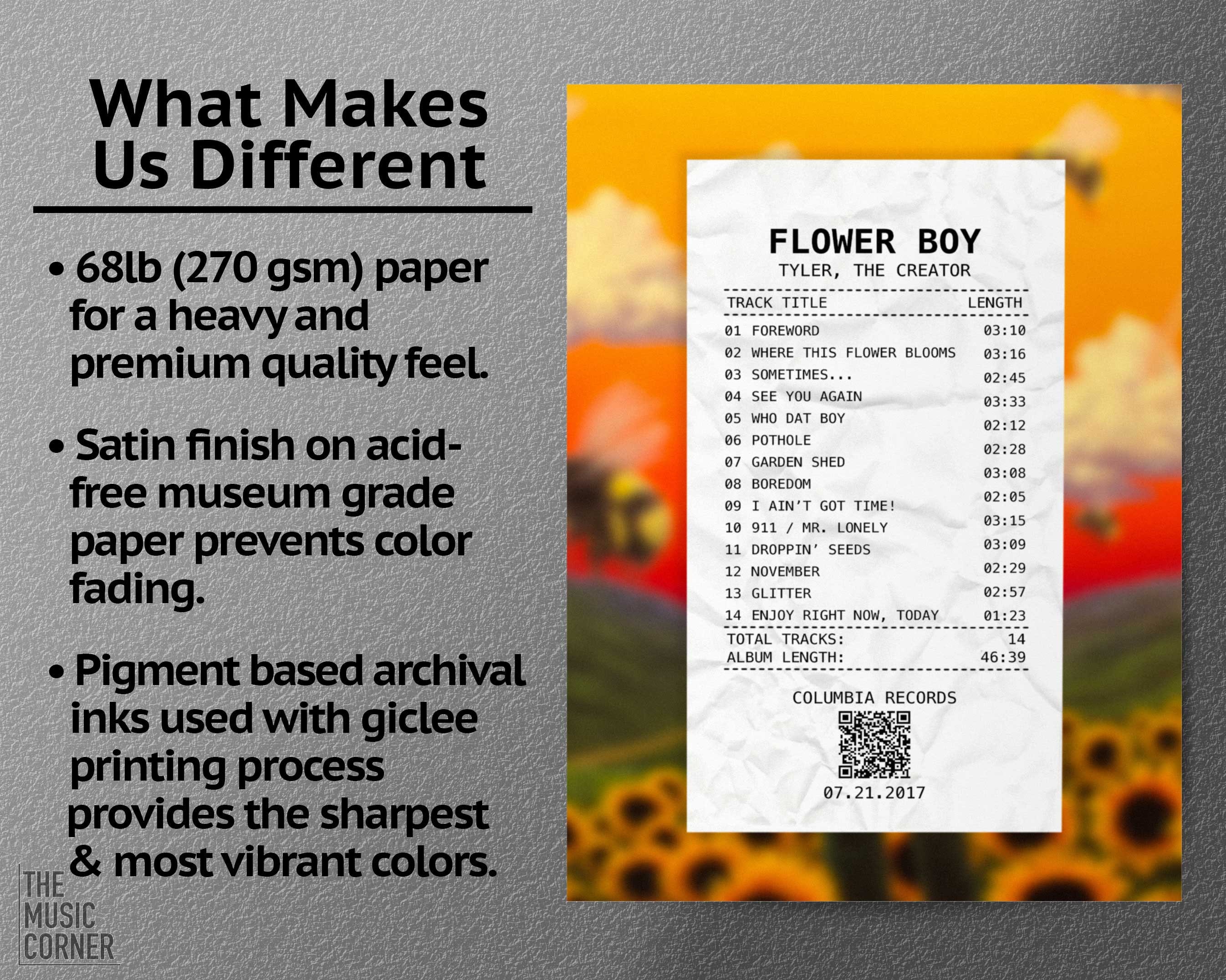 Flower Boy Receipt Poster Print Scannable QR Code Music Decor ...