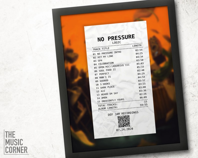 No Pressure Receipt Poster Print Scannable QR Code Music - Etsy