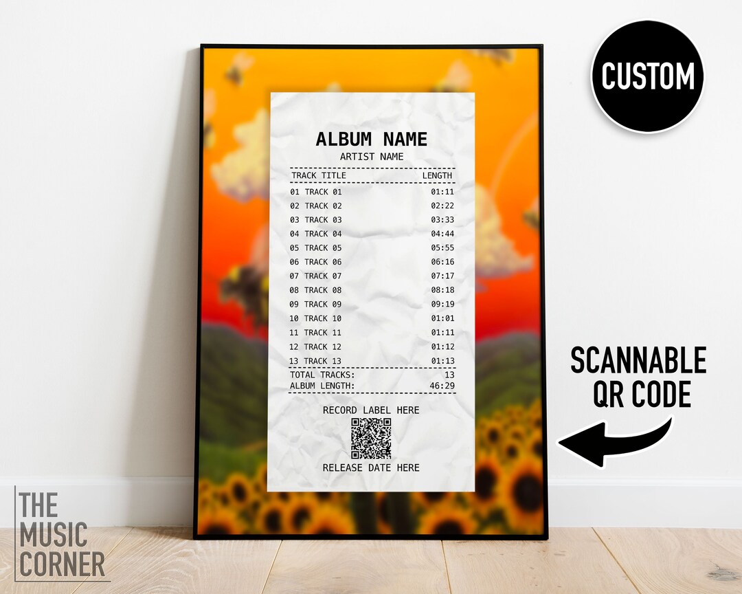 Choose Your Album Custom Receipt Poster Print | Scannable QR Code Music ...