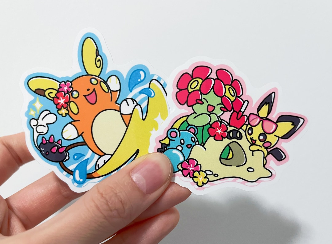 Pokemon Alola Summer Beach Sticker Set - Pichu, Raichu, Cute Waterproof ...
