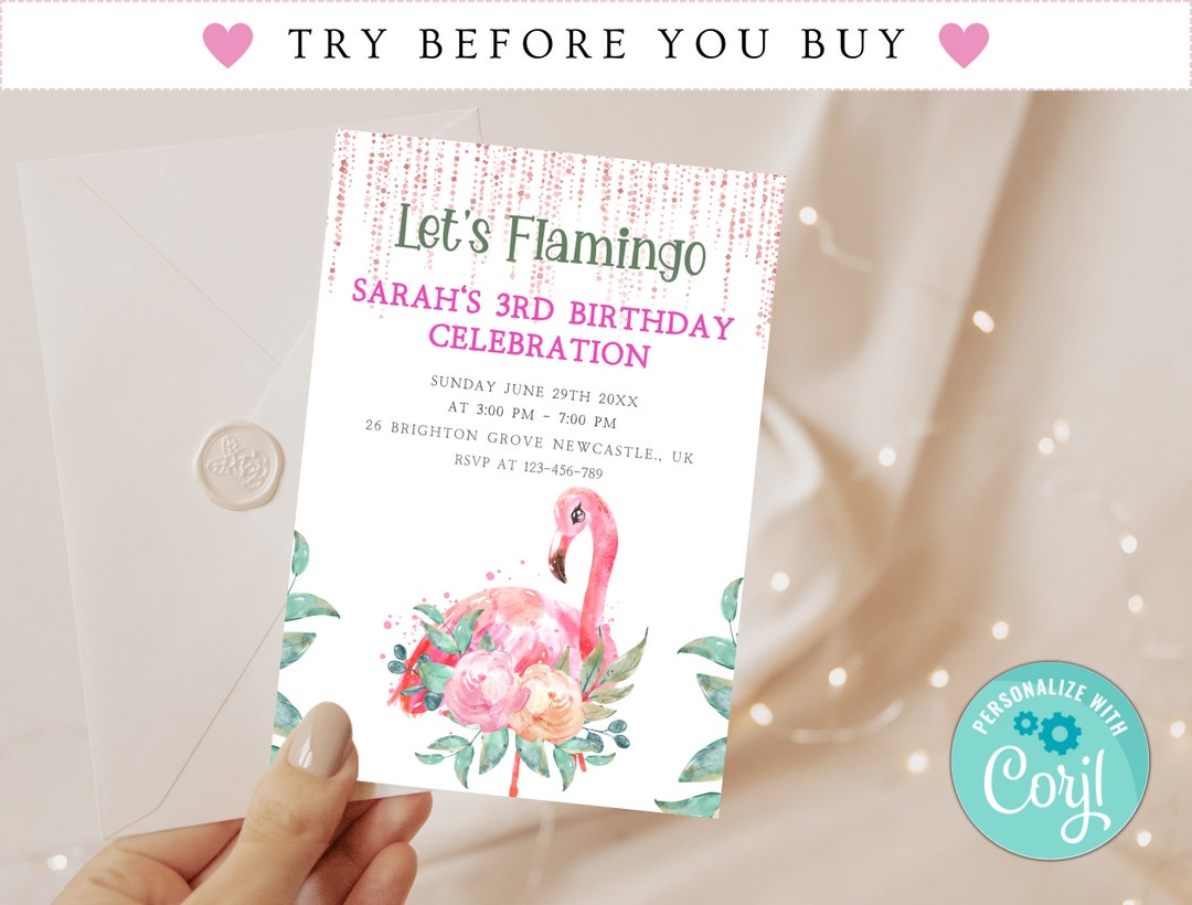 Flamingo Birthday Invitation Flamingle Invitation Tropical - Etsy