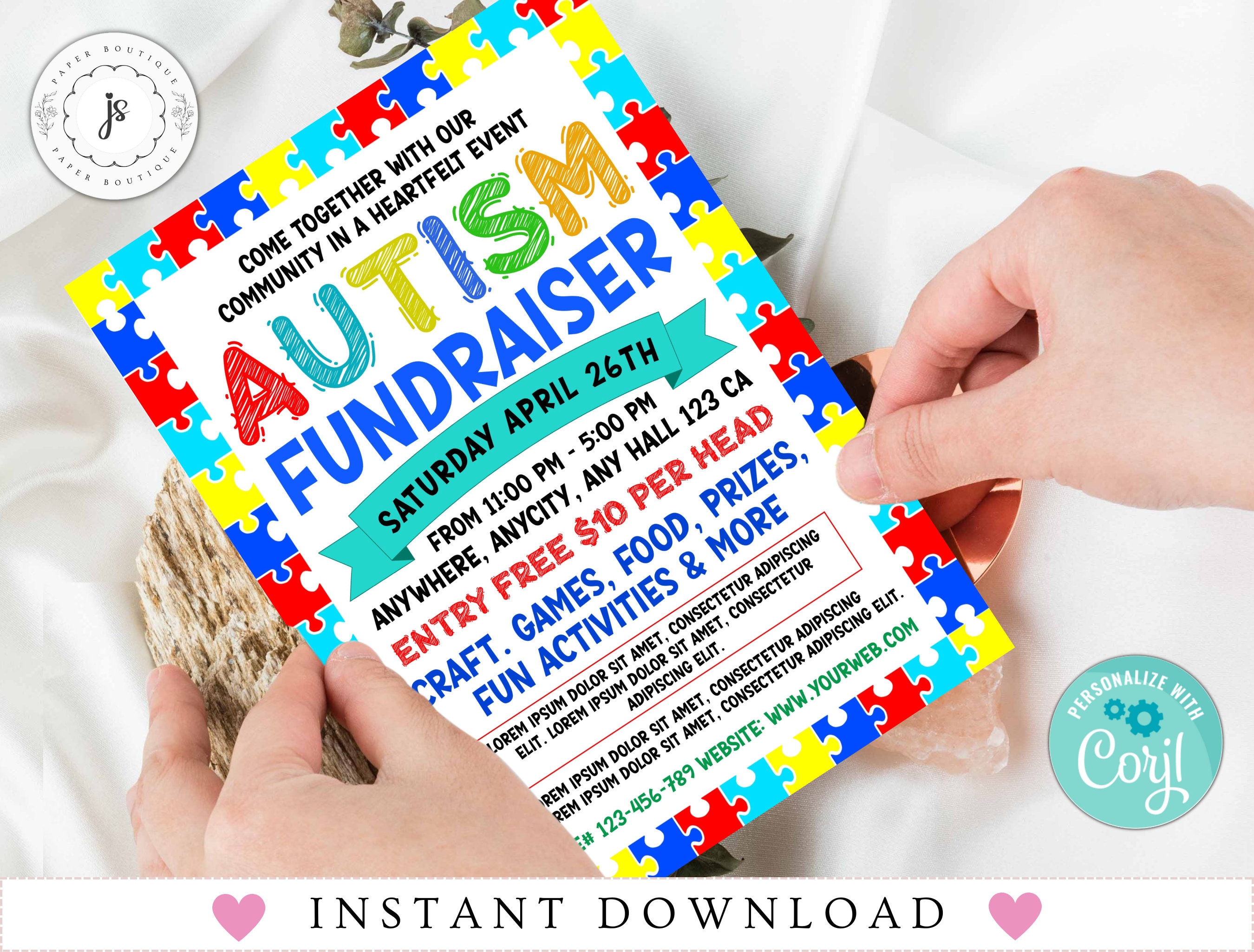 Editable Autism Awareness Event Flyer, Family Day Fundraiser Event ...