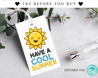 Editable Have a Cool Summer Tags, Summer Favor School Gift Tags ...