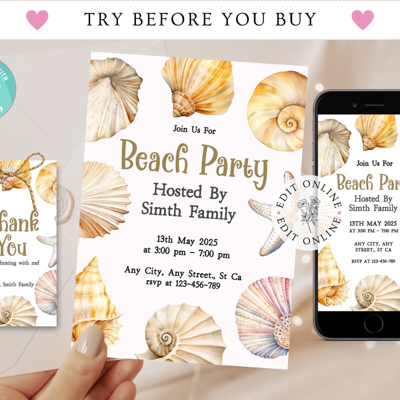 Shell Invitations - Etsy