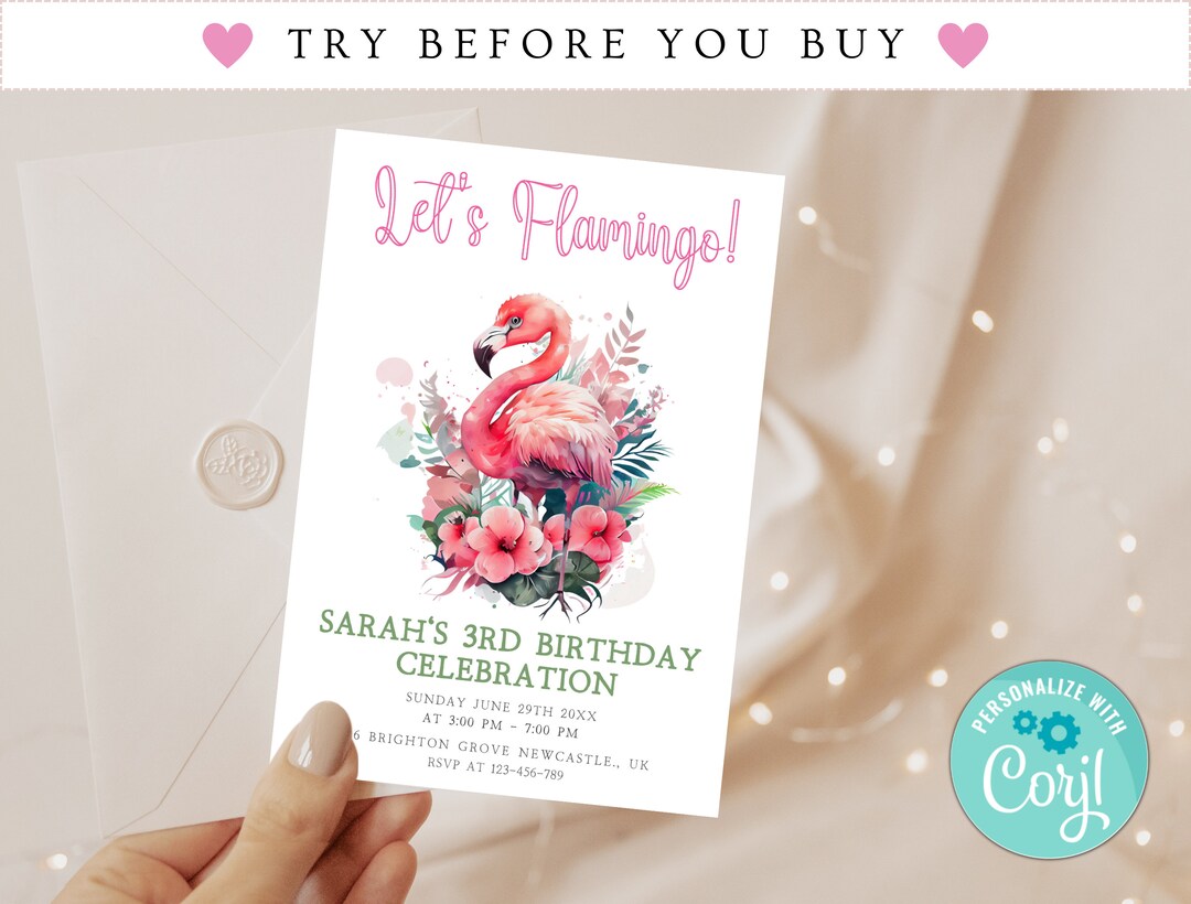 Flamingo Birthday Invitation, Flamingle Invitation, Tropical Birthday ...