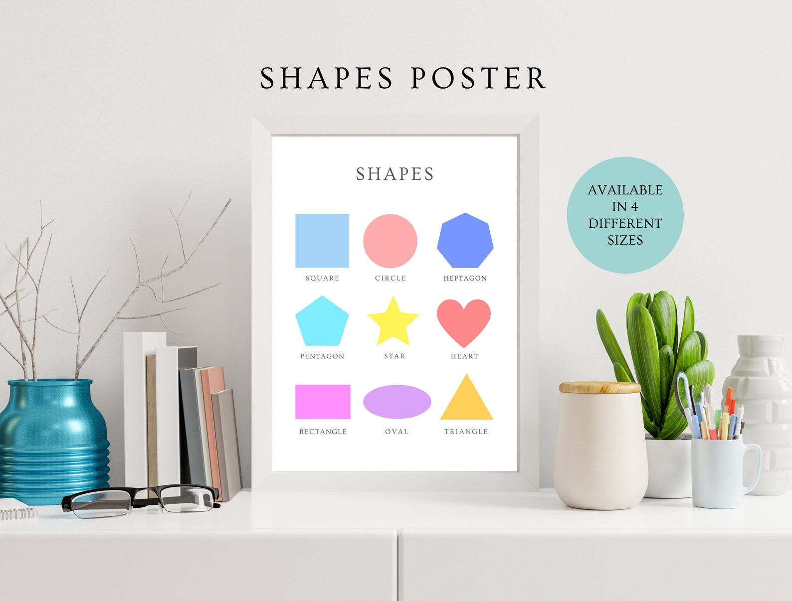 Shapes Poster, Kindergarten Poster, Classroom Poster, Educational ...