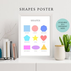 Shapes Poster, Kindergarten Poster, Classroom Poster, Educational ...