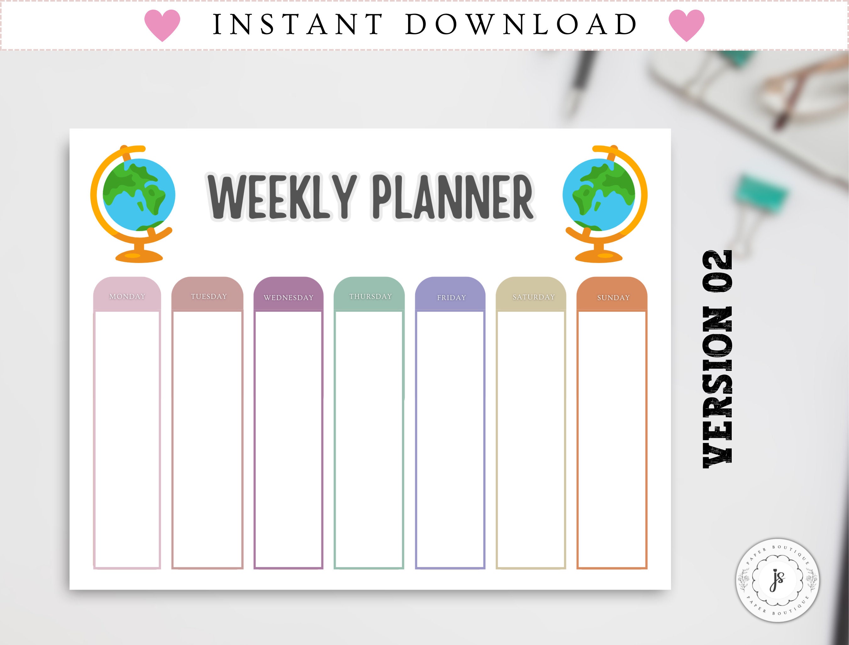 Kids Weekly Planner, Kids Weekly Planner Printable, Daily Planner ...