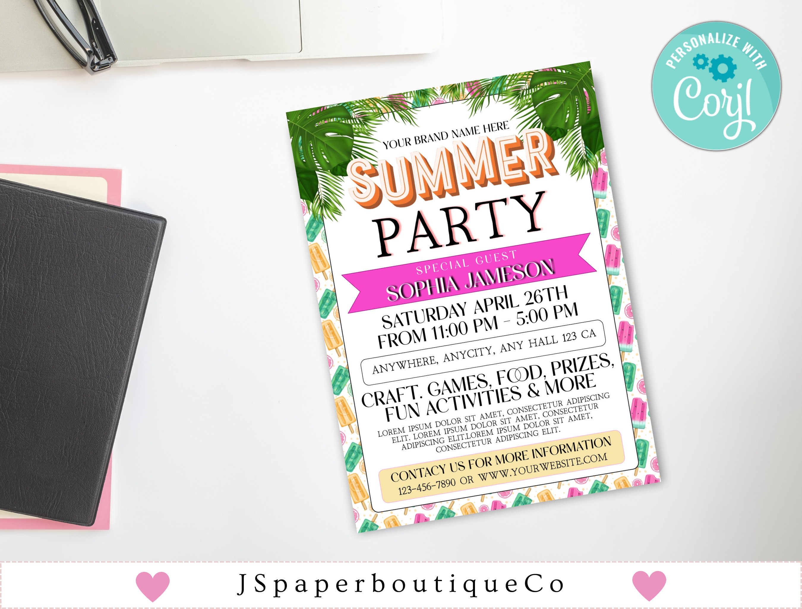 Summer Party Flyer, Printable Diy Summer Flyer, Party Flyerse, Summer ...